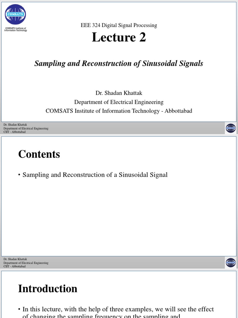 L2 - Sampling and Recon Sinusoidal Signals | PDF | Sampling (Signal Processing) | Applied ...