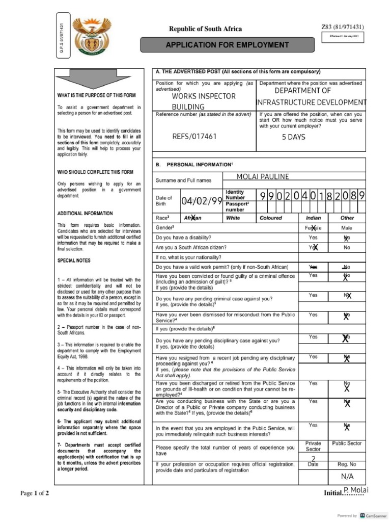 Approved New Z83 Form Gazetted 6 Nov 2020 | PDF