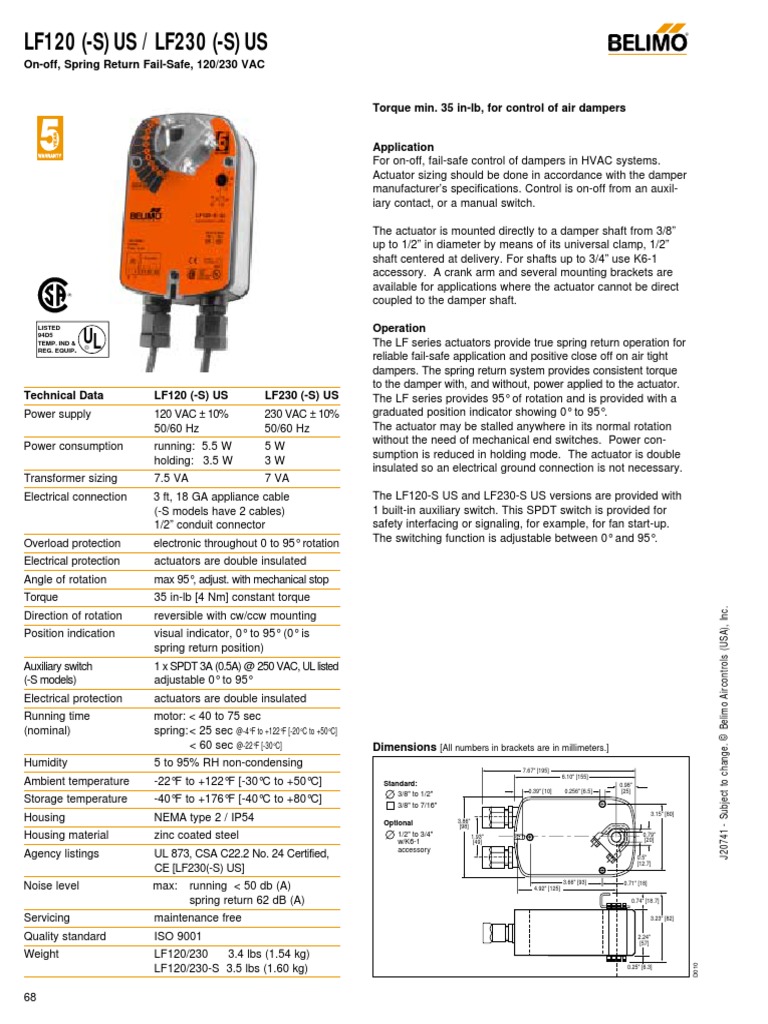 Galley Exhaust Fan Fire Damper - Lf120 - 230 - S | PDF | Electric Motor ...