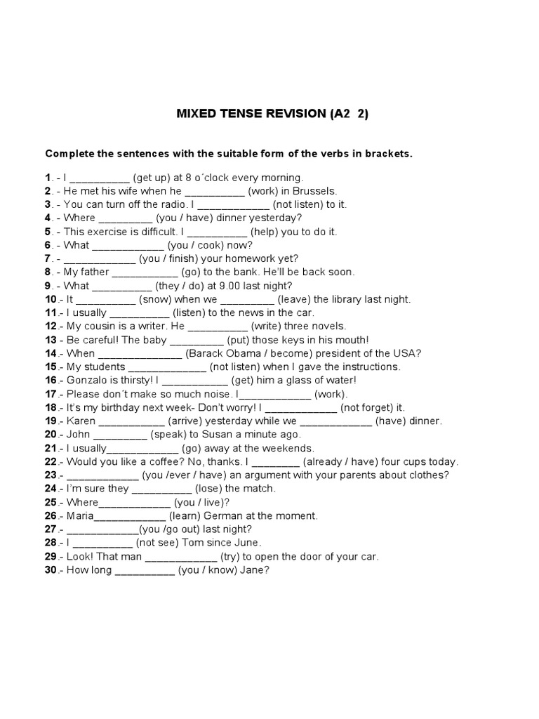 Mixed Tense Revision | PDF | Linguistics