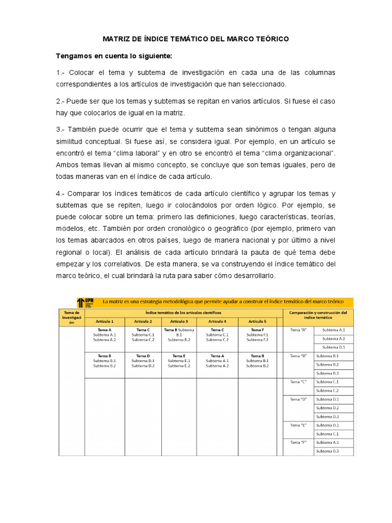MATRIZ DE ÍNDICE TEMÁTICO | PDF