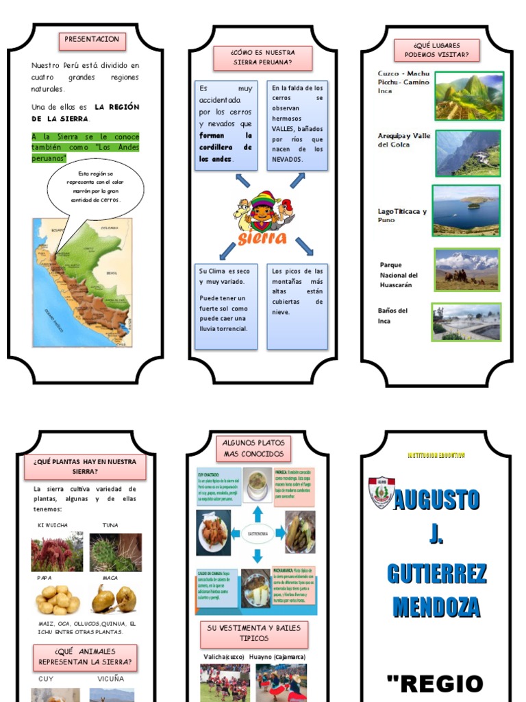 Triptico Sierra Del Peru | PDF | Andes | Perú