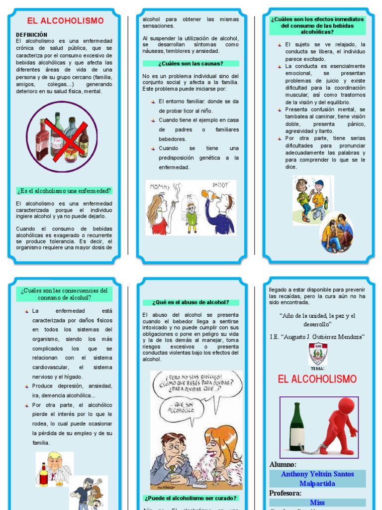 Triptico Alcoholismo | PDF | Alcoholismo | Especialidades Medicas