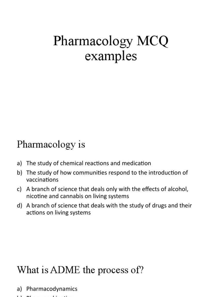 Pharmacology MCQ Examples | PDF