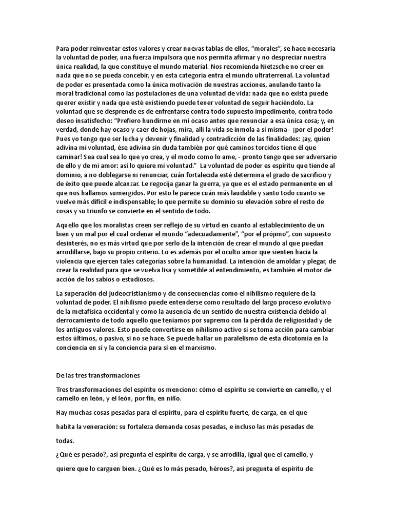 Nietzsche: Voluntad de Poder y Transformación | PDF | Amor | Nihilismo