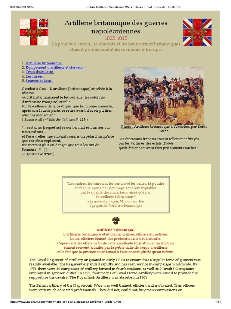 British Artillery - Napoleonic Wars - Horse - Foot - Rockets - Uniforms ...