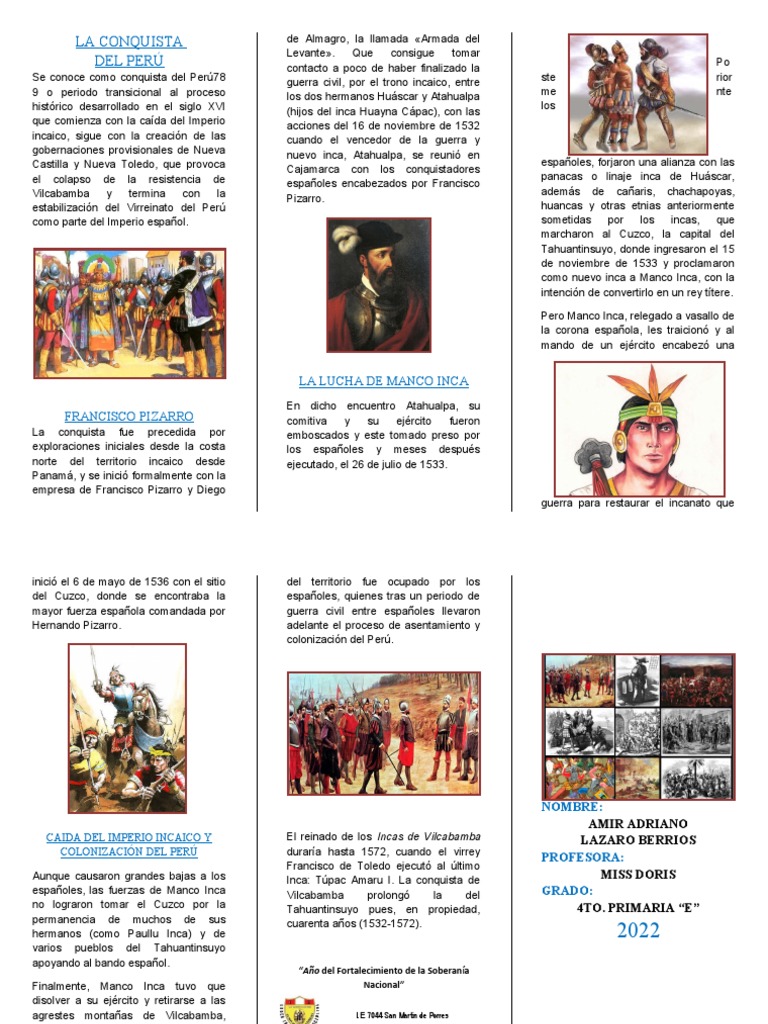 TRIPTICO LA CONQUISTA DEL PERU | PDF | Imperio Inca | Francisco Pizarro