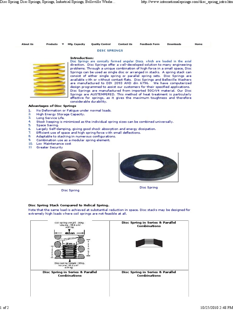 Disc Spring Washer | PDF | Machines | Manufactured Goods