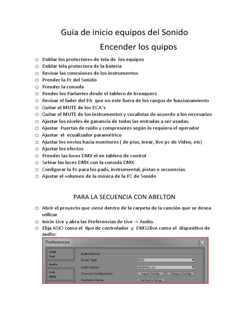 Check List Sonido | PDF