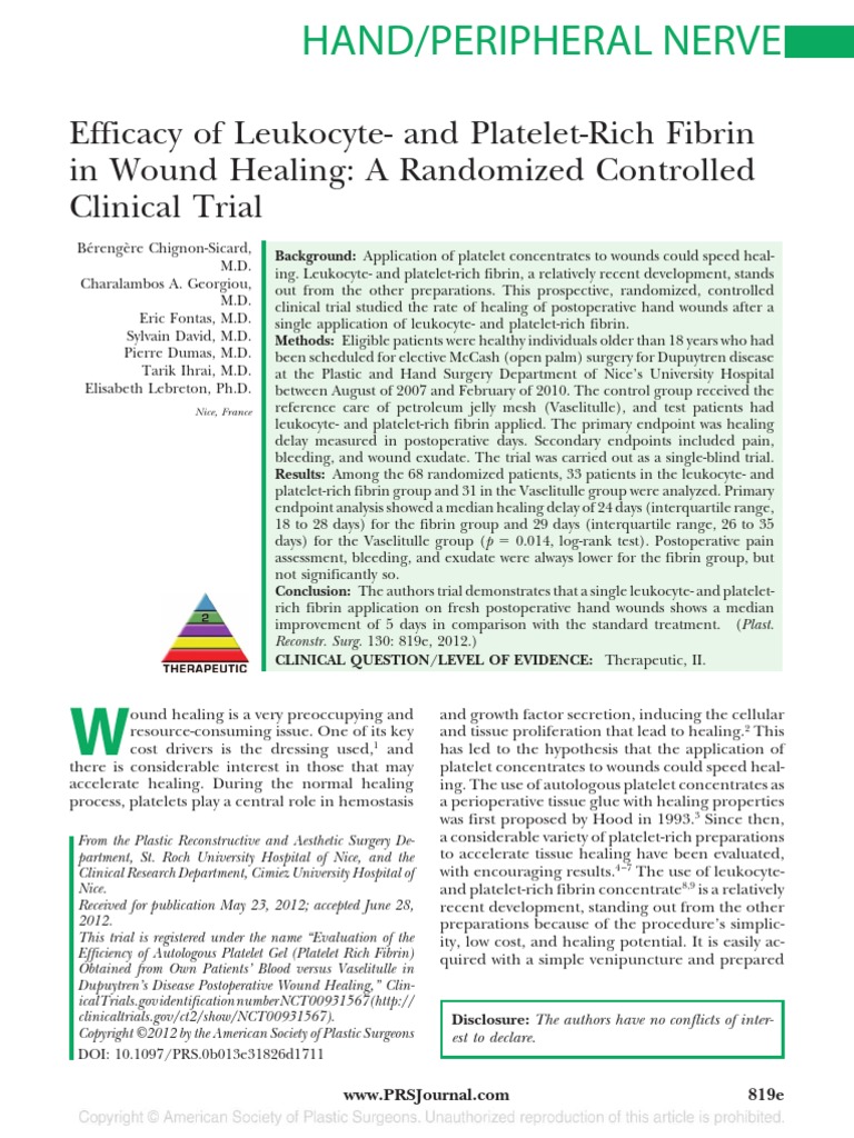 Efficacy of Leukocyte - and Platelet-Rich Fibrin in Wound Healing - A ... Efficacy of Leukocyte - and Platelet-Rich Fibrin in Wound Healing - A ...