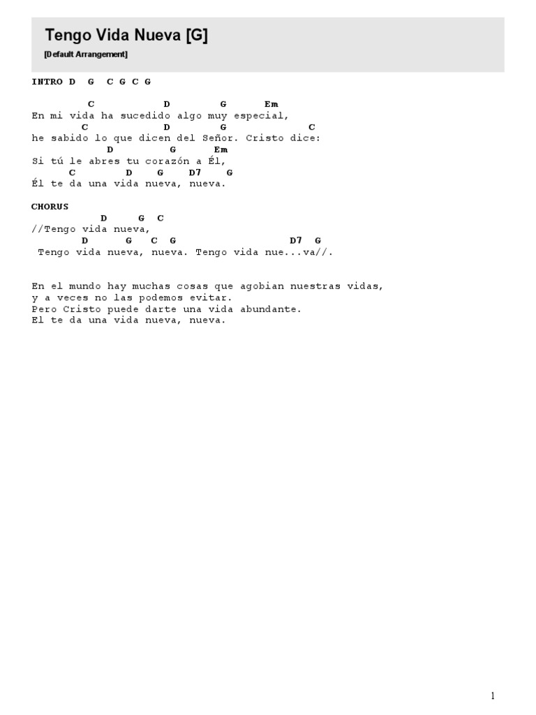 Tengo Vida Nueva - G | PDF