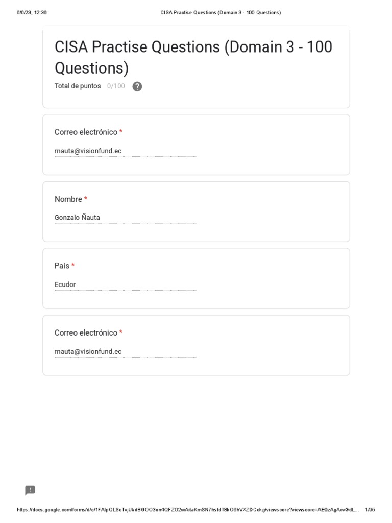 CISA Practise Questions (Domain 3 - 100 Questions) | PDF | Programa de ...