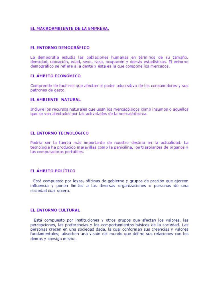 El Macroambiente de La Empresa | PDF | Marketing | Inflación