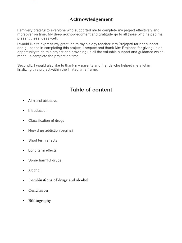 Bio Investigatory Project On Drug Addiction | PDF | Drugs | Ethanol