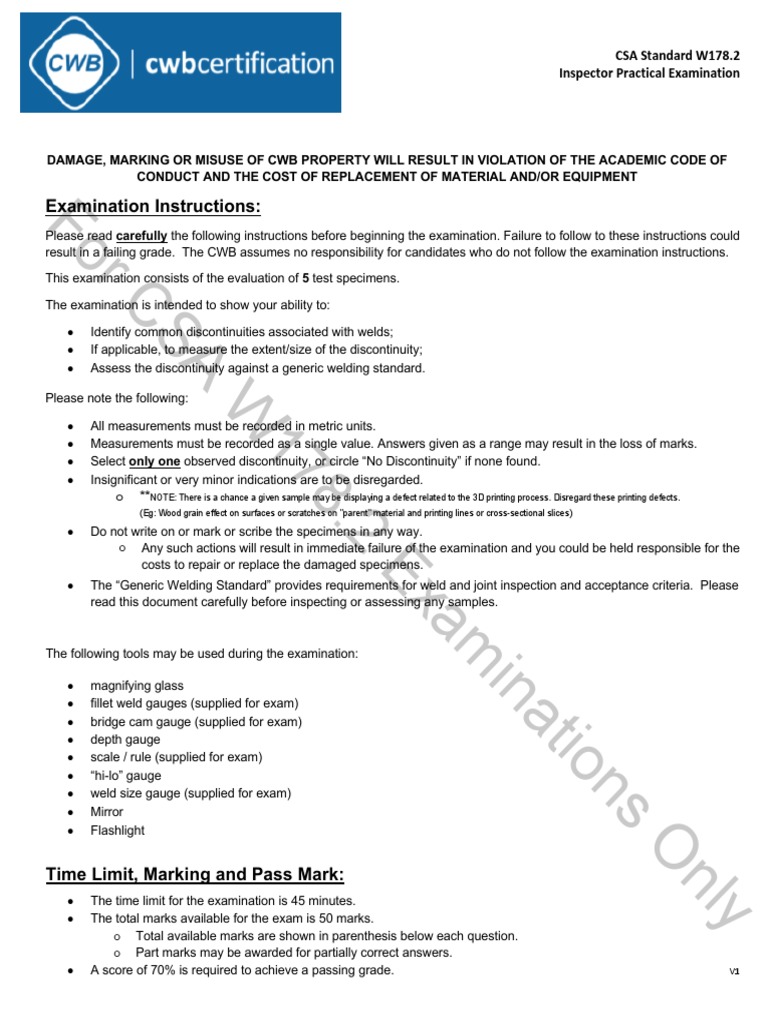 l1 - l2 Practical Exam Instructions and Generic Welding Standard - English 2022 | PDF | Welding ...
