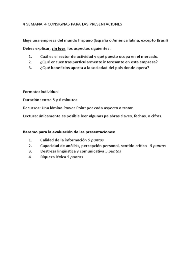 4 Semana 4 Consignas para Las Presentaciones | PDF