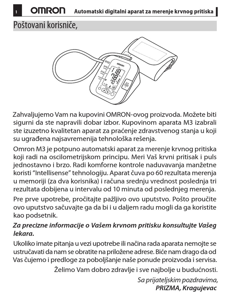 Za Merac Pritiska-M3 - Uputstvo - 2012 | PDF
