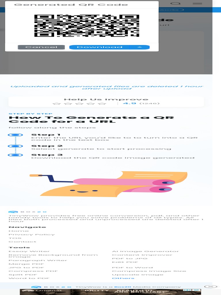 Generate QR Code For A URL - Free Online Tool - TinyWow | PDF