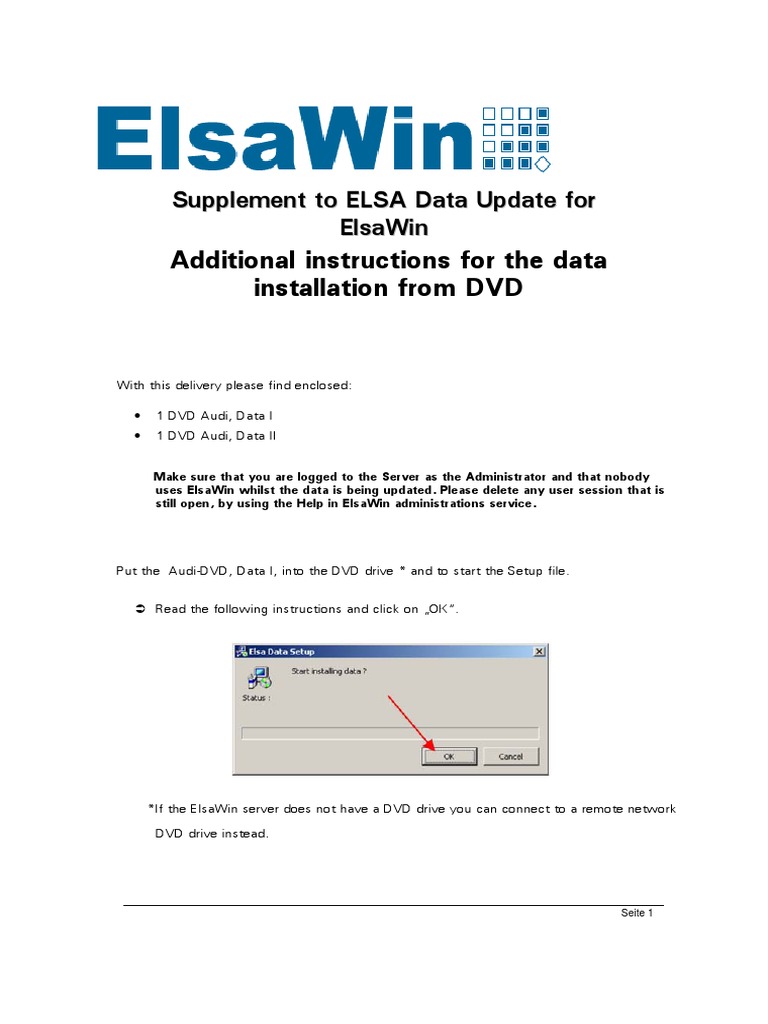 Data Installation ELSAWIN - DVD - Audi - English | PDF