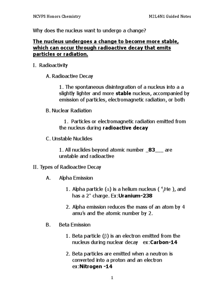4 Module Two Lesson Four Guided Notes | PDF | Radioactive Decay ...
