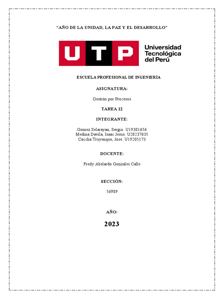 Tarea 12 - Gestión Por Procesos | PDF