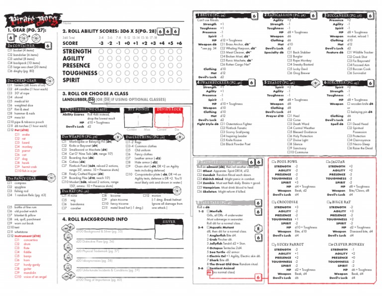 Pirate Borg PC Creation Sheet | PDF