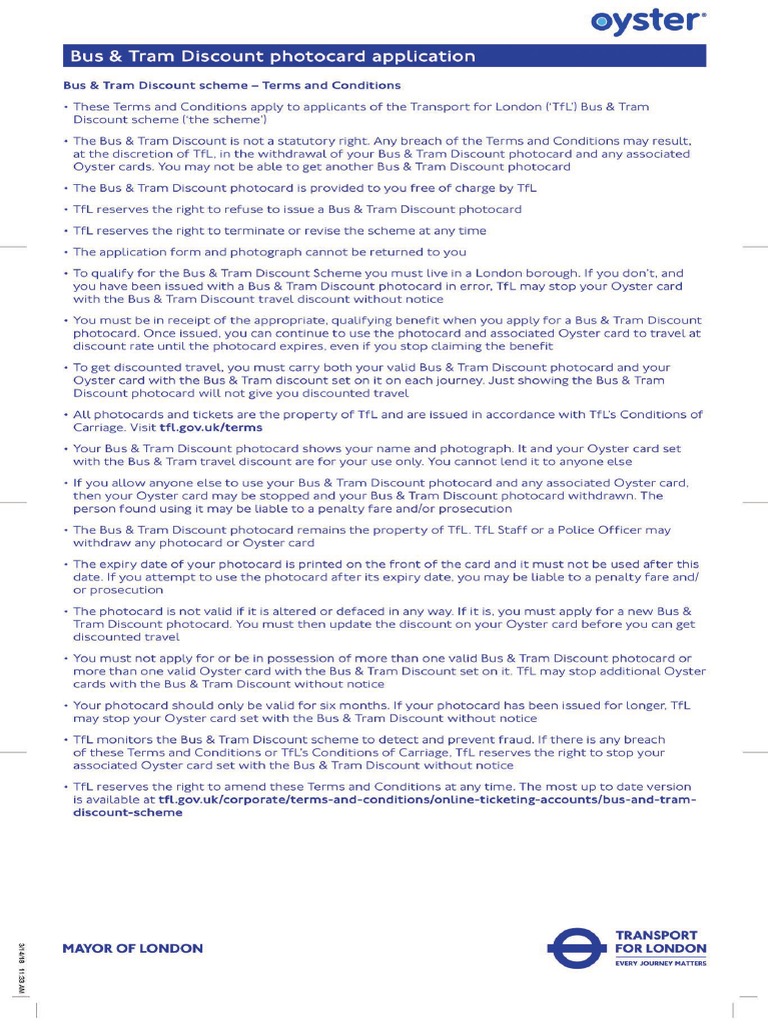 Bus and Tram Discount Application Form | PDF