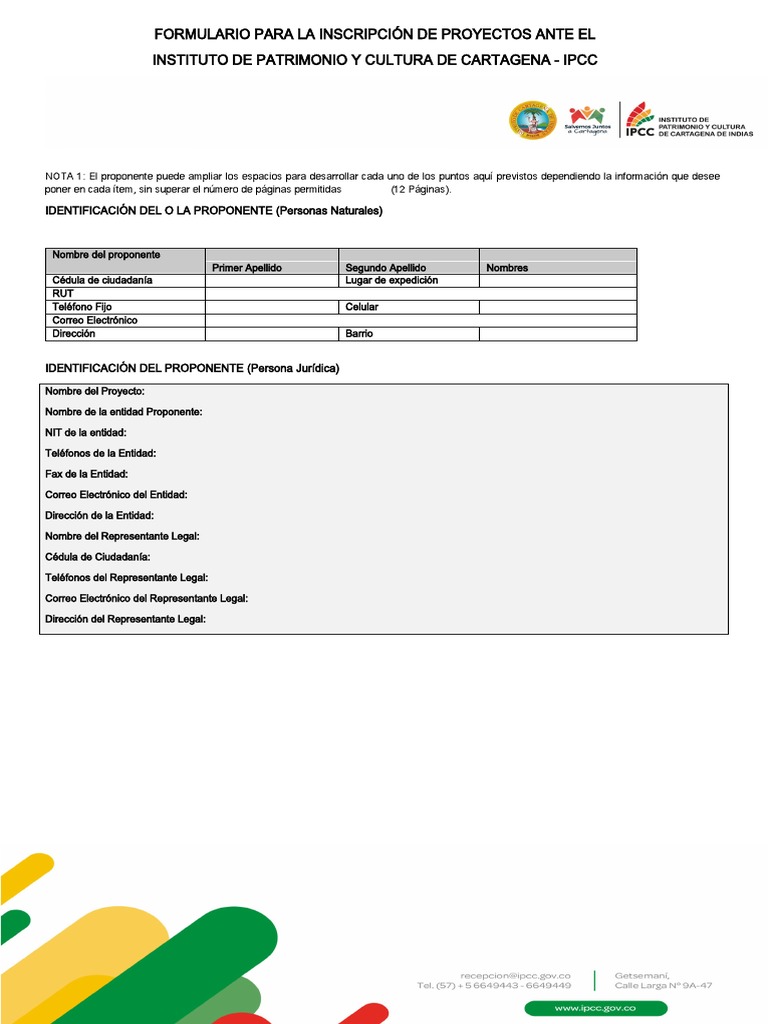 Formato Presentacion de Proyectos | Descargar gratis PDF | Patrimonio ...