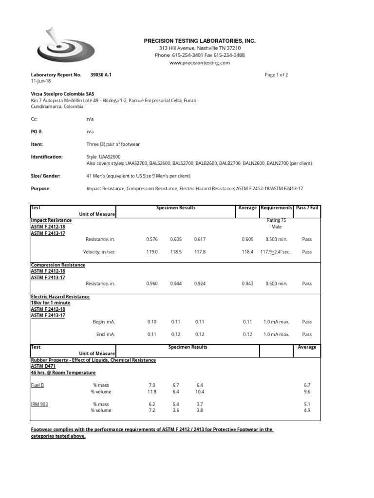 CERTIFICADO CALZADOS WORKER | PDF | Physical Sciences | Materials