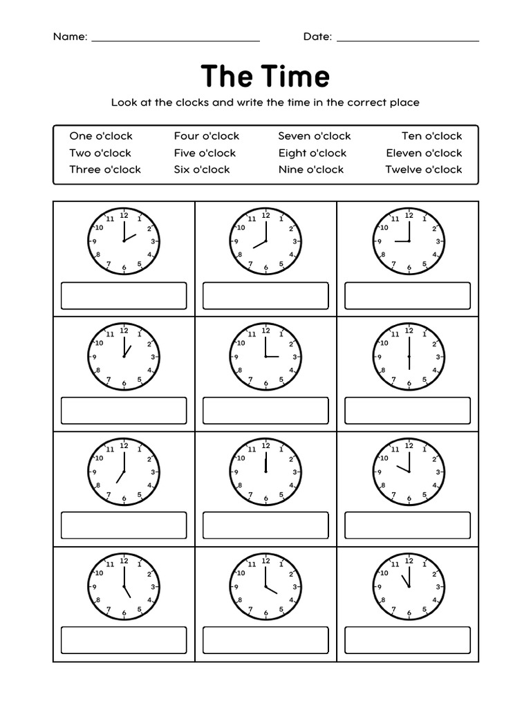 Clock Time Matching Worksheet | PDF