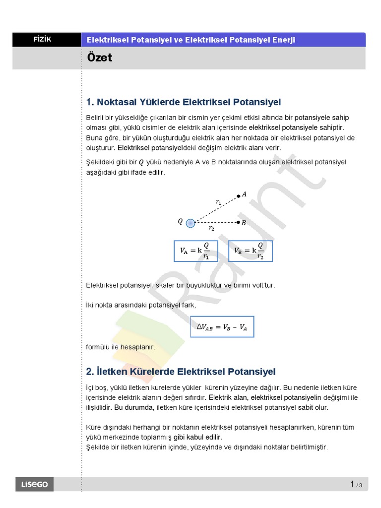 Elektriksel_Potansiyel_ve_Elektriksel_Potansiyel_Enerji_Ozet | PDF
