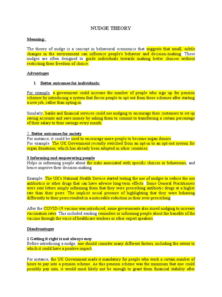 Nudge Theory | PDF | Economies | Psychology