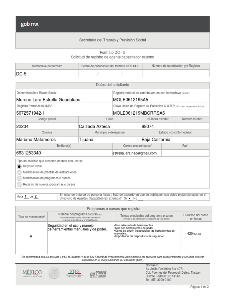 Stps Formato DC 5 | PDF