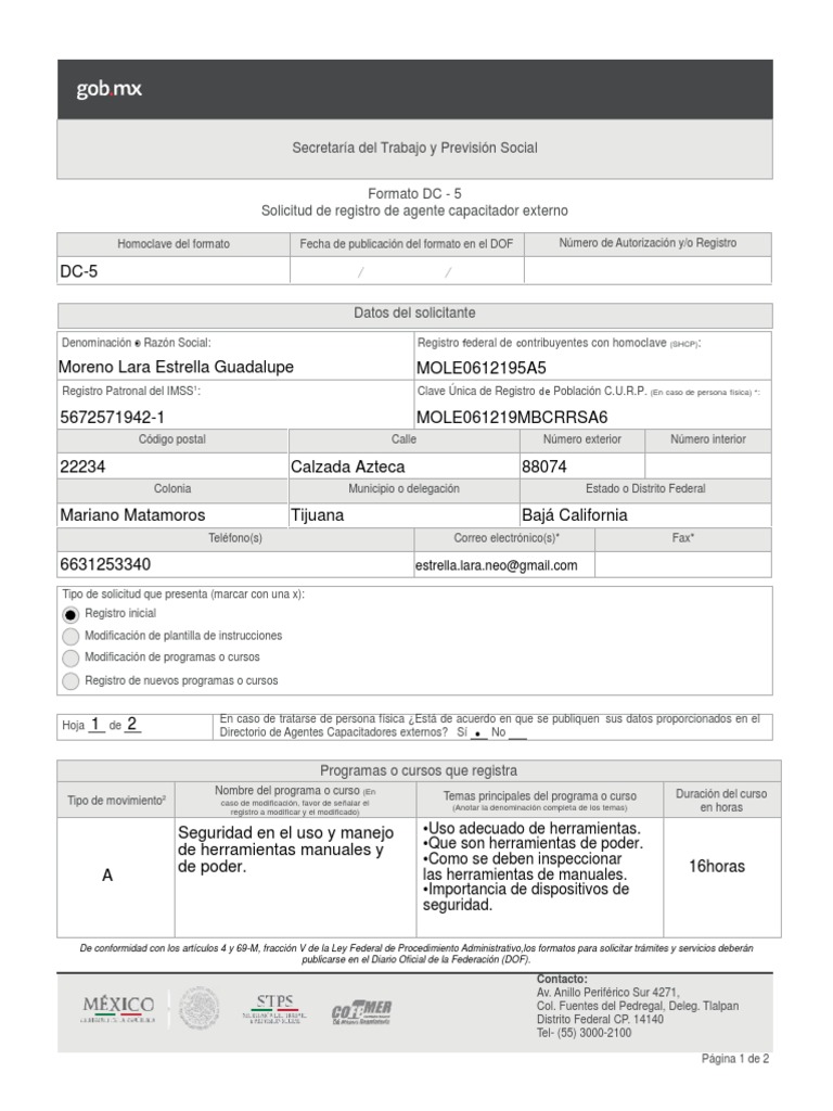 Stps Formato DC 5 | PDF