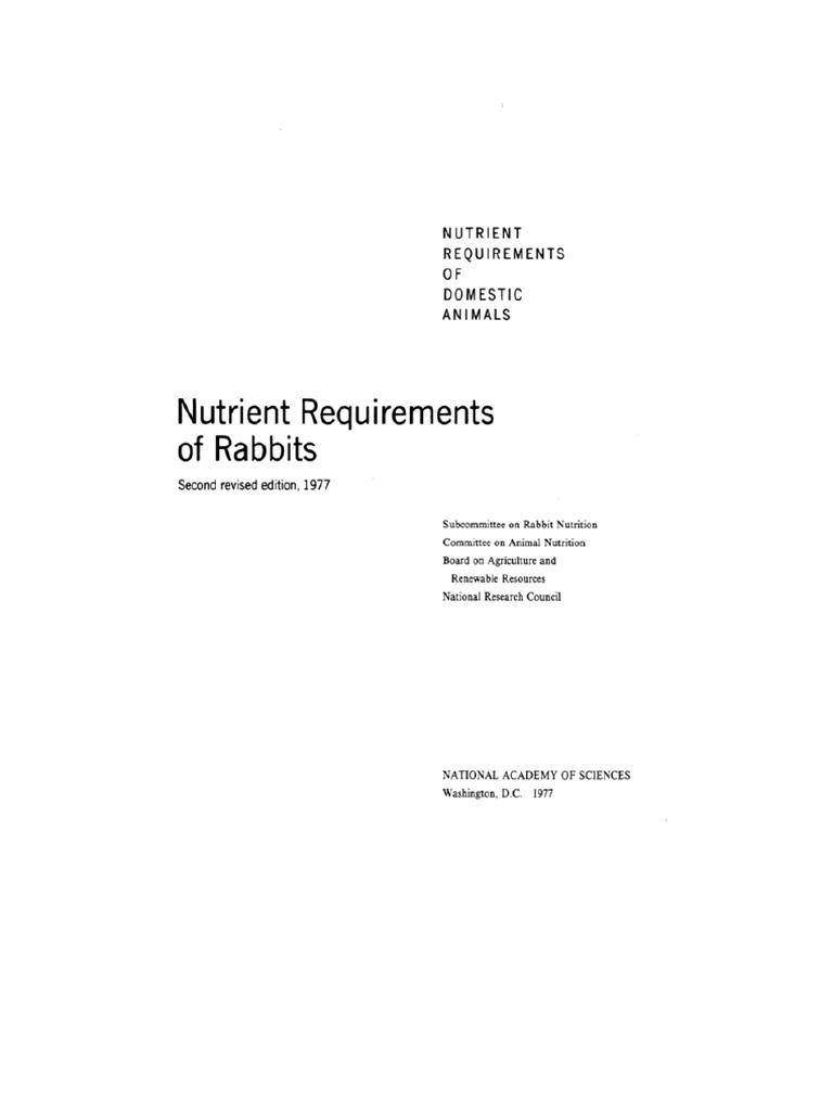 1977-NRC-Nutrient Requirements of Rabbits | PDF