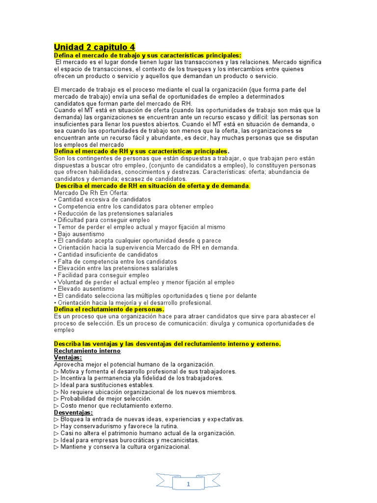 Unidad 2 Capitulo 4 y 5 Gestion de Capital Humano Nuevo | PDF ...