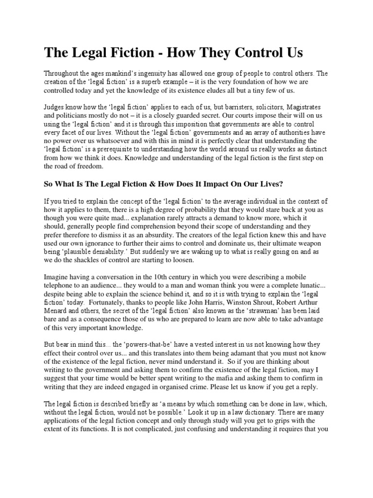 The Legal Fiction | PDF | Stocks | Government