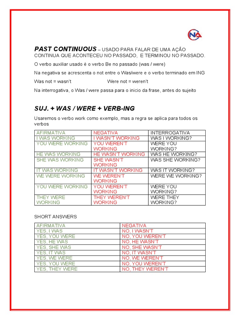 Past Continuous (1) | PDF