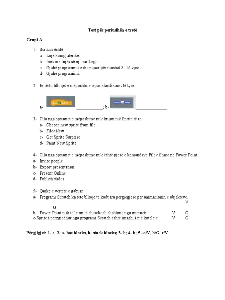 Test - Periudha e Trete Ê A | PDF