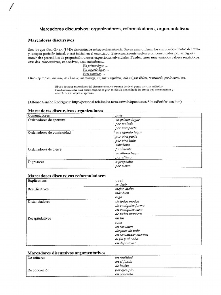 Marcadores Discursivos Ej | PDF