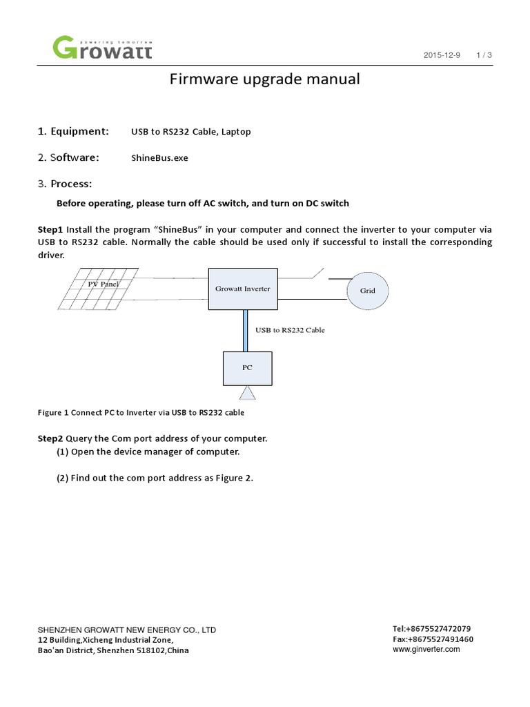 Firmware Upgrade Manual - Growatt | PDF | Usb | Power Inverter