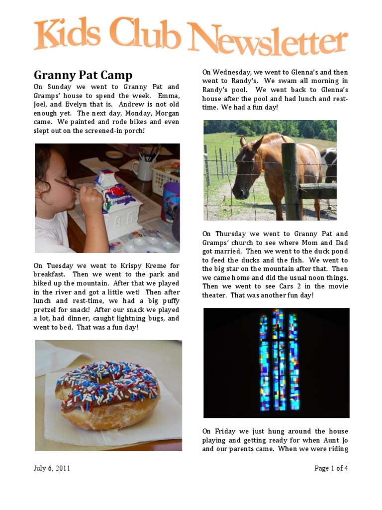 Kids Club Newsletter #2 | PDF | Leisure