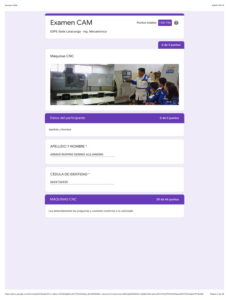 Examen CAM | PDF | Control numerico | Sector secundario de la economía