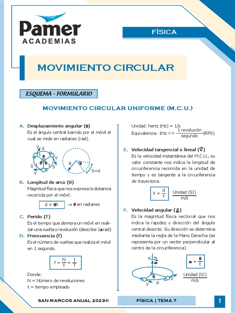C Sem7 Fisica Movimiento Circular | PDF | Aceleración | Velocidad