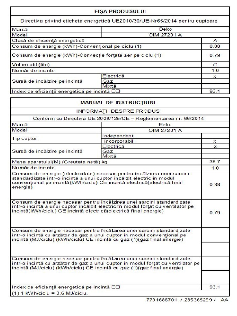Fisa Tehnica Produs | PDF