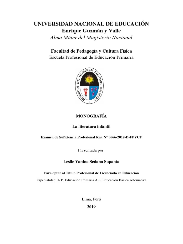 Monografía - Sedano Supanta | PDF | Literatura infantil | Perú