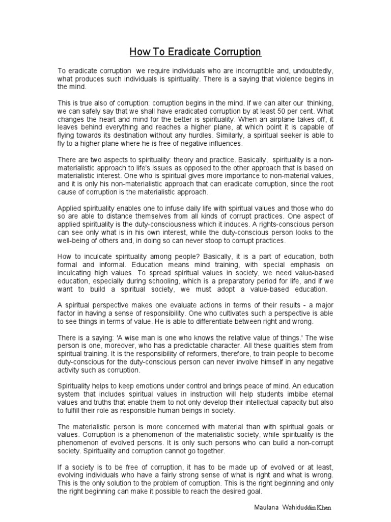 How To Eradicate Corruption | PDF | Spirituality | Corruption