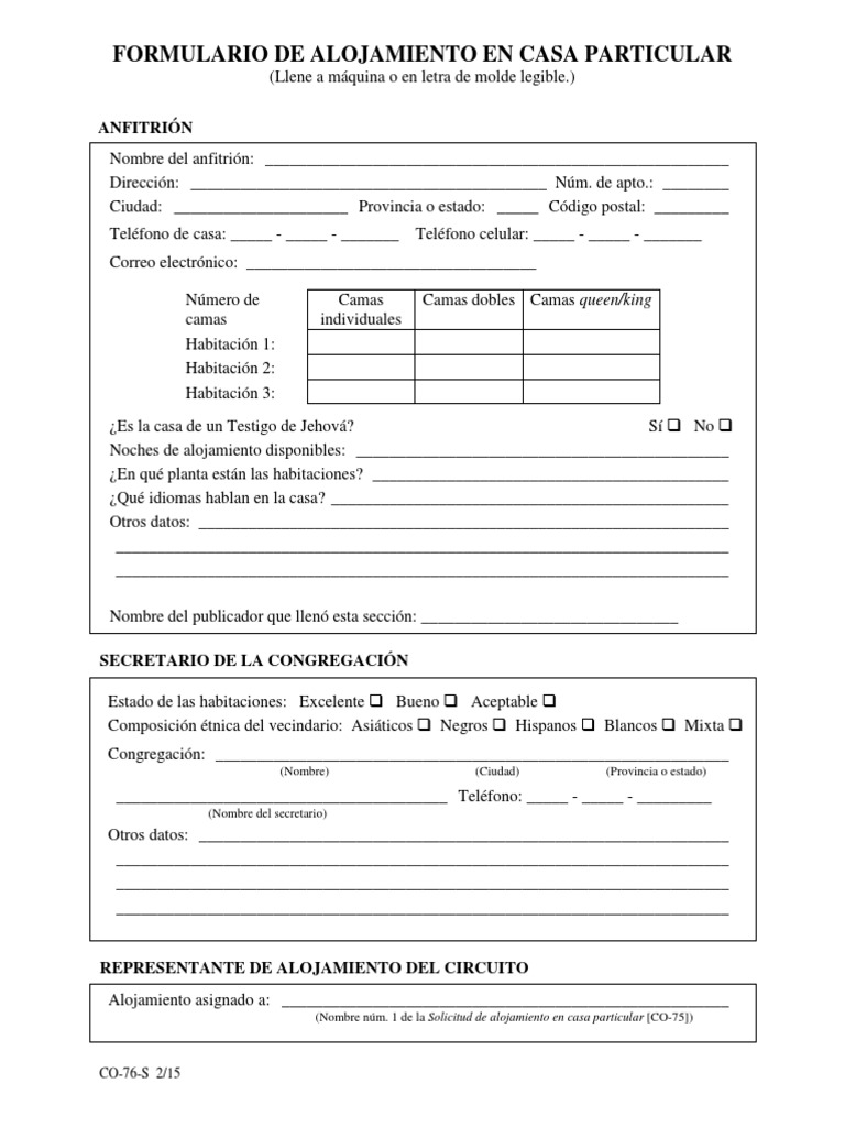 Formulario de Alojamiento en Casa Particular: Anfitrión | PDF