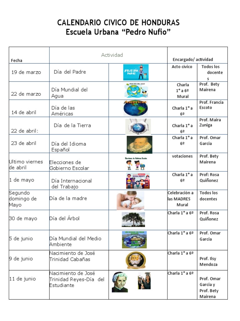 Calendario Civico | PDF | Honduras
