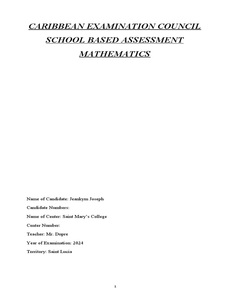 Caribbean Examination Council - Math Sba Project | PDF | Social Media ...